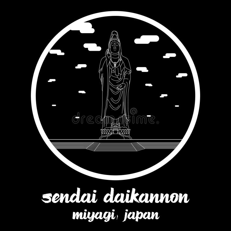 Circle Icon Line Sendai Daikannon. Vector Illustration Stock Vector ...