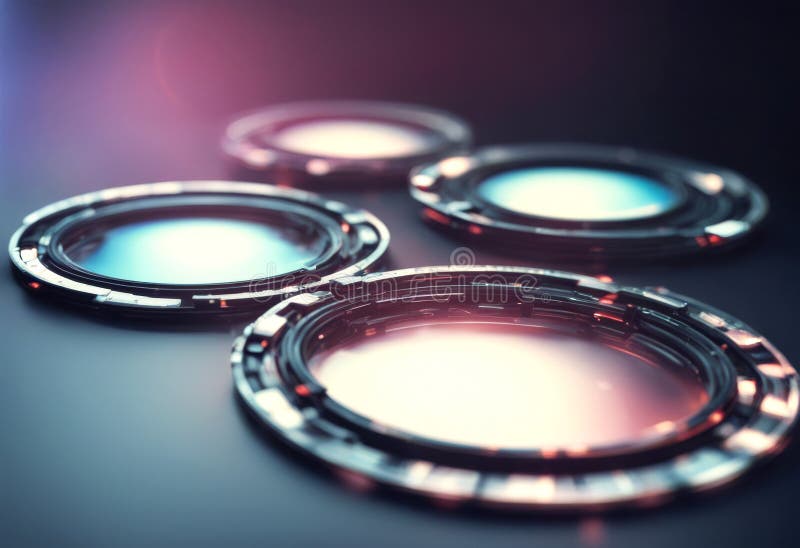 Circle Icon Set Tech Futuristic Concept Digital Future Target Black ...