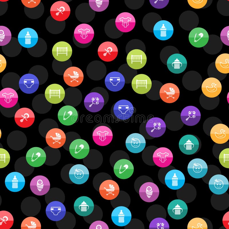 Circle Icons - Babies Seamless Pattern. Stock Vector - Illustration of ...
