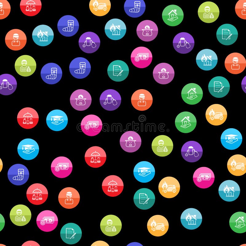 Circle Icons - Insurance Seamless Pattern. Stock Vector - Illustration ...