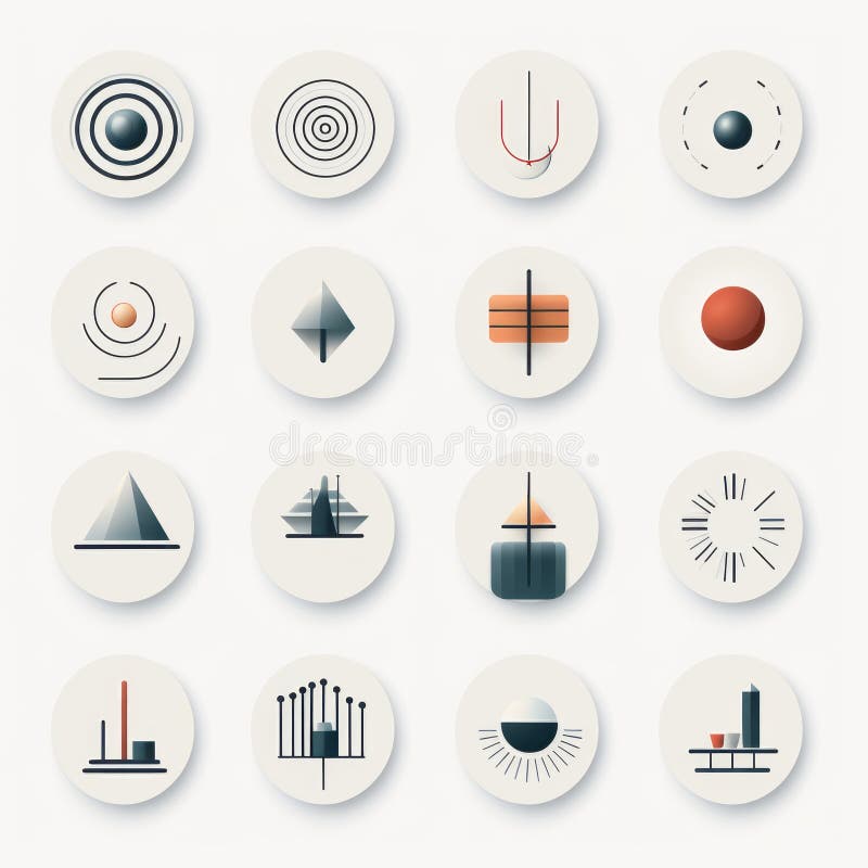 Abstract Icon Set with Mix of Realistic and Fantastical Elements Stock ...