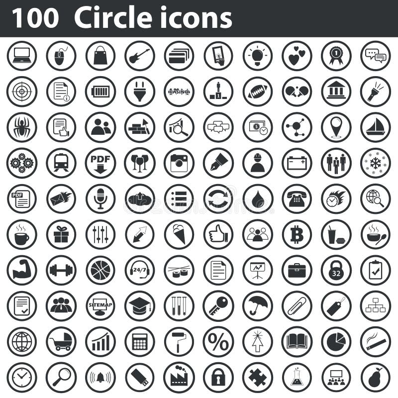 100 circle icons set stock vector. Illustration of icon - 58287364