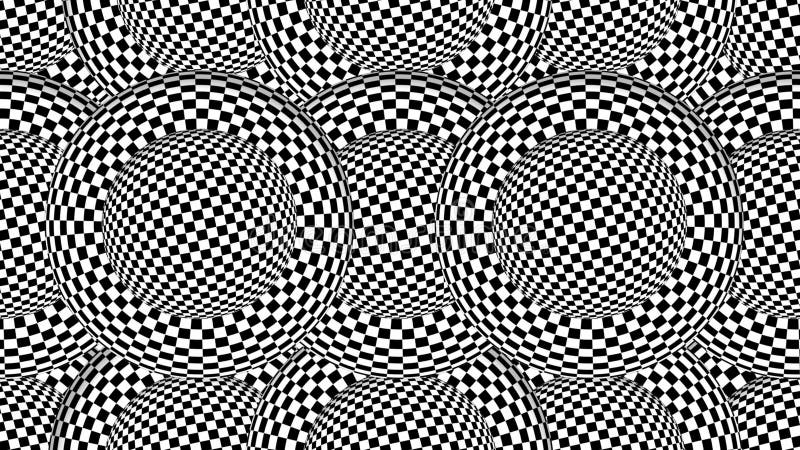 Optical Illusion Circle. Checkered White and Black Circles. Seamless ...