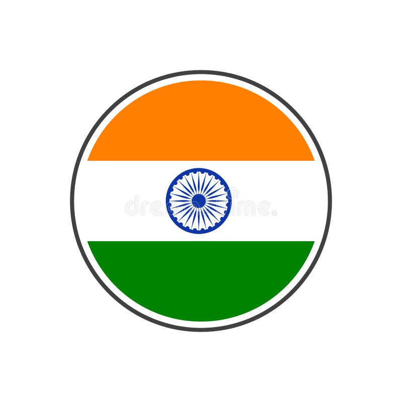 Circle India Flag with Grey Border Vector Illustration Isolated on ...