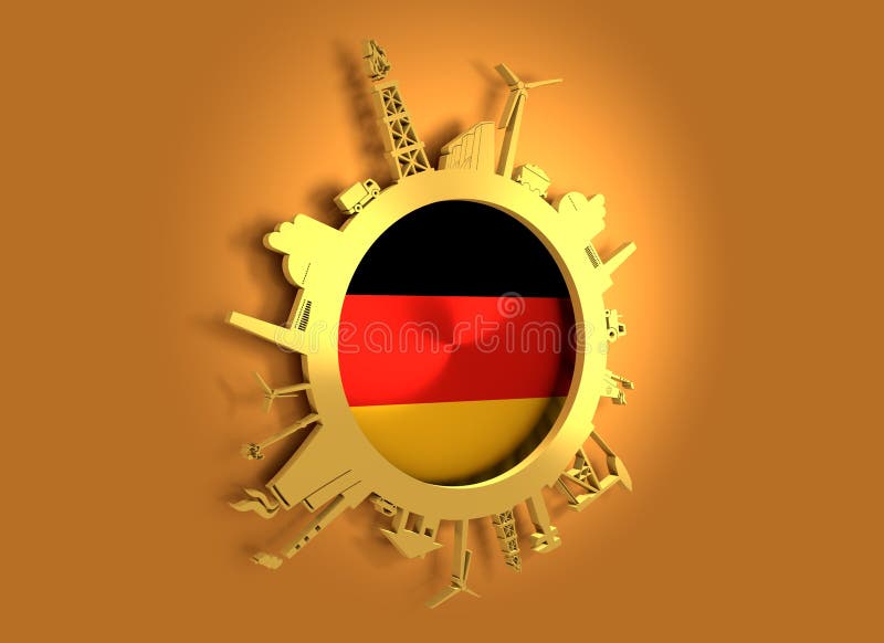 Circle with Industry Relative Silhouettes. Germany Flag Stock ...