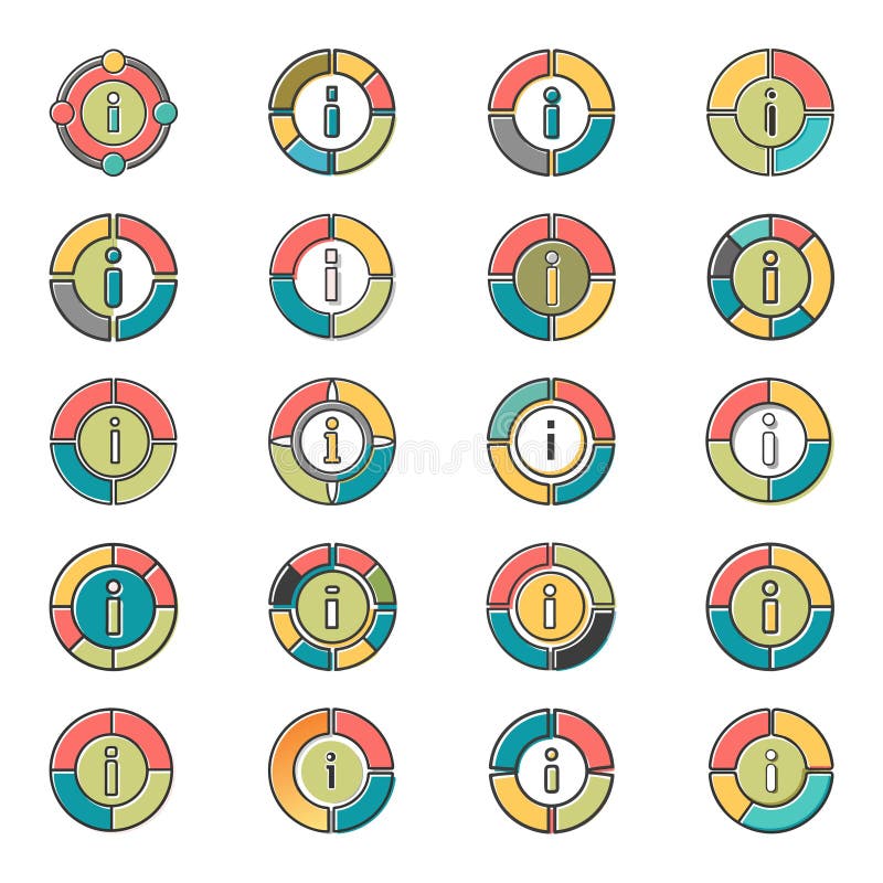 Circle-info Icon with Offset Fill Style Bundle Stock Vector ...