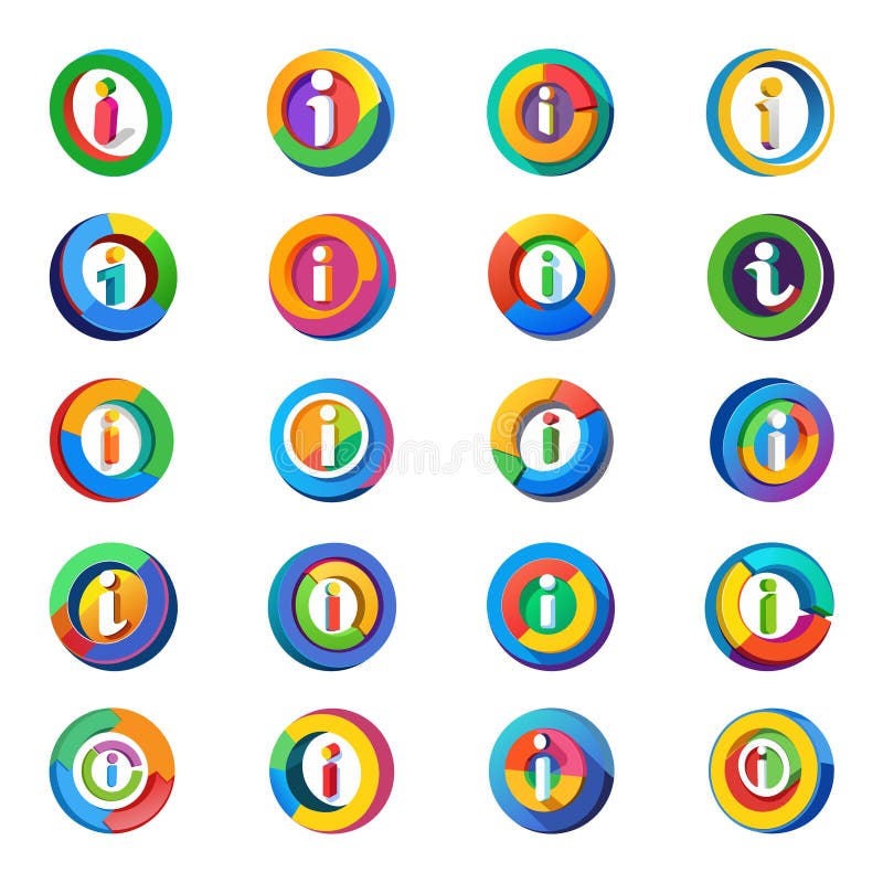Circle-info Icon with Vector Art Style Bundle Stock Photo - Image of ...