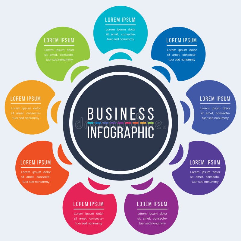 Circle Infographic Design 9 Steps, Objects, Elements or Options ...