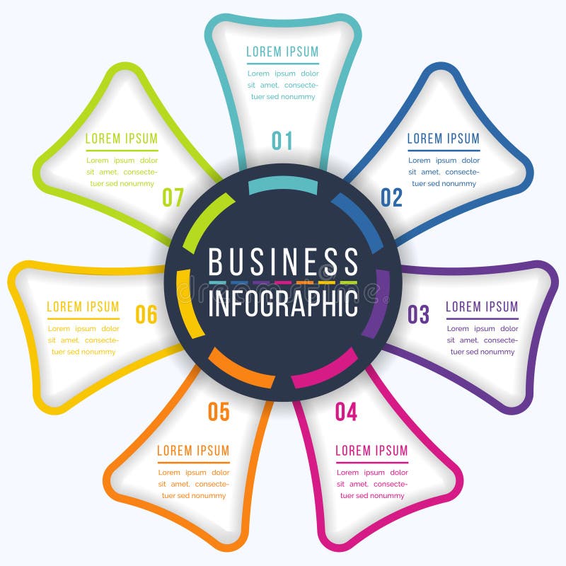 Circle Infographic Design 7 Steps, Objects, Elements or Options ...