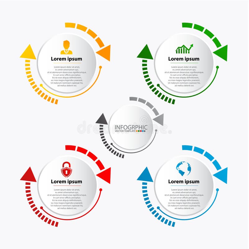 Circle Infographic Design Template with 4 Steps. Can Be Used for ...
