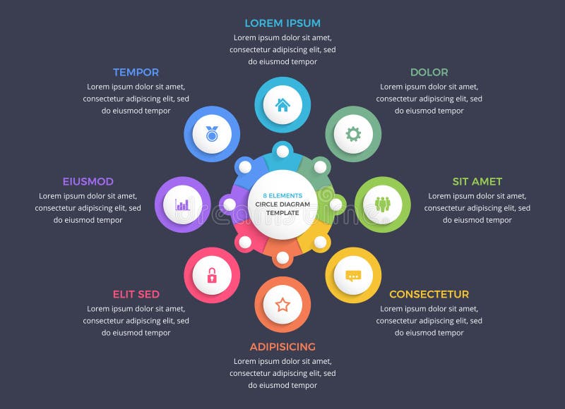 Circle Infographic Template - Eight Elements Stock Vector ...