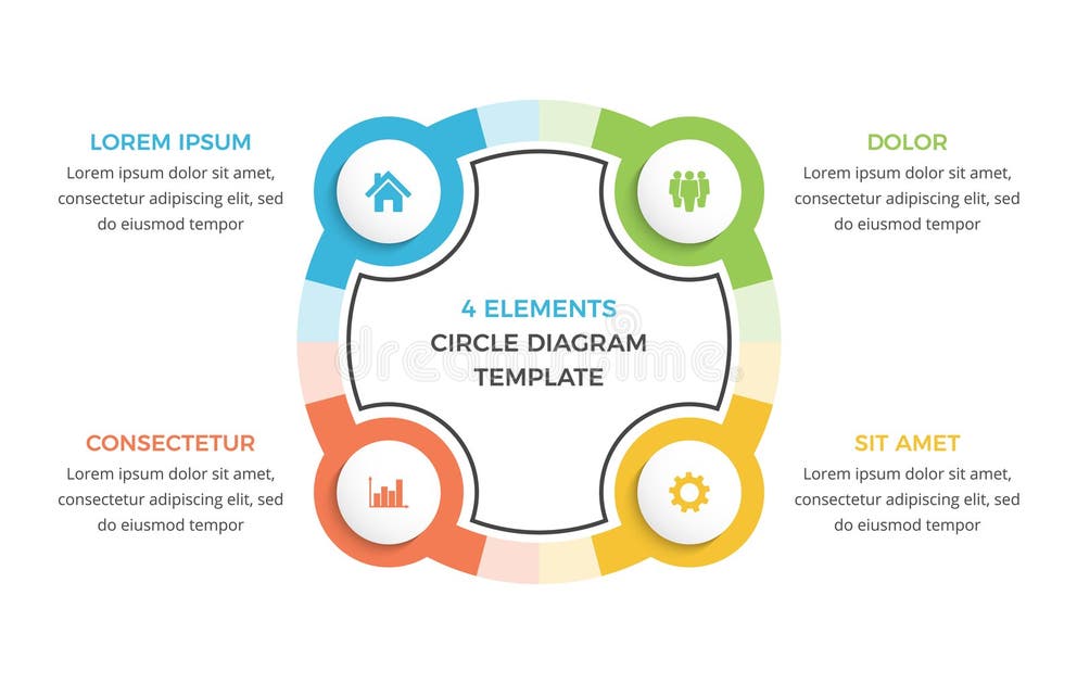 Circle Infographic Template - Four Elements Stock Vector - Illustration ...