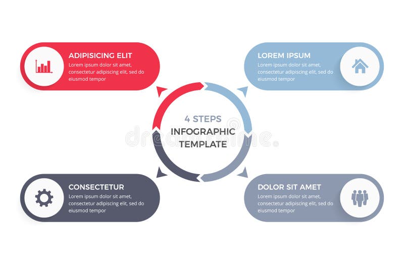 Circle Infographic Template With Four Elements Stock Vector