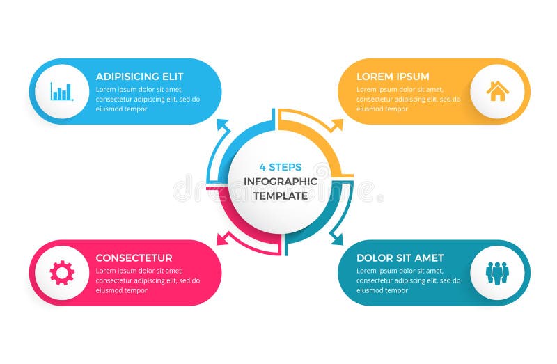 Circle Infographic Template with Four Elements Stock Vector ...