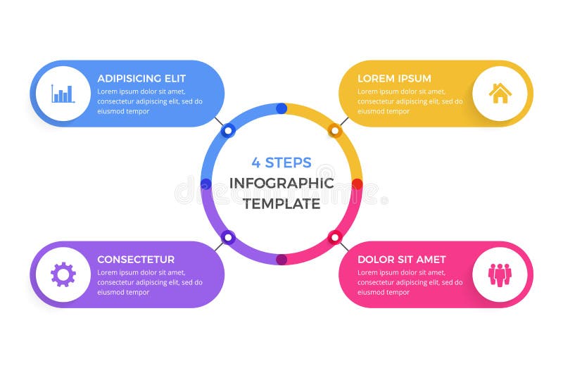 Circle Infographic Template with Four Elements Stock Vector ...