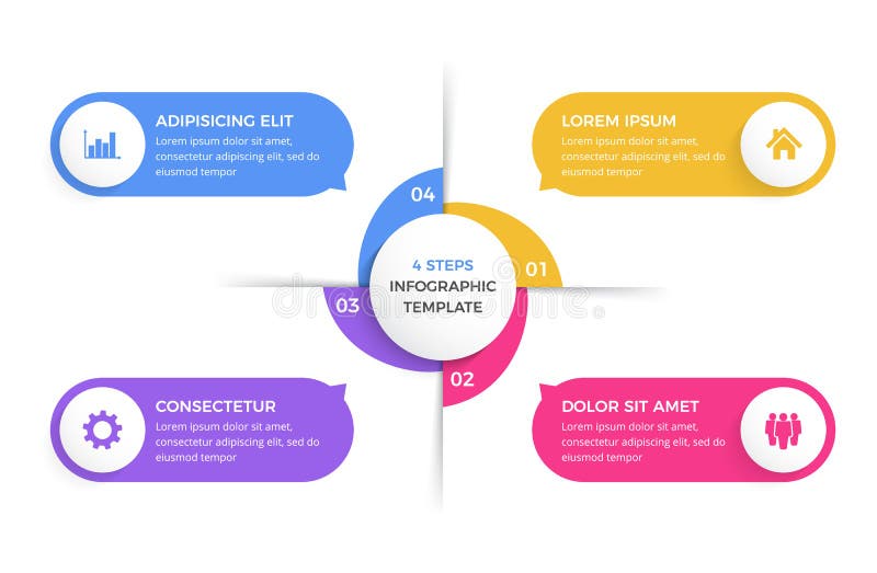 Circle Infographic Template with Four Elements Stock Vector ...