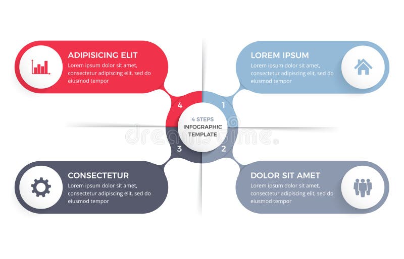 Circle Infographic Template with Four Elements Stock Vector ...