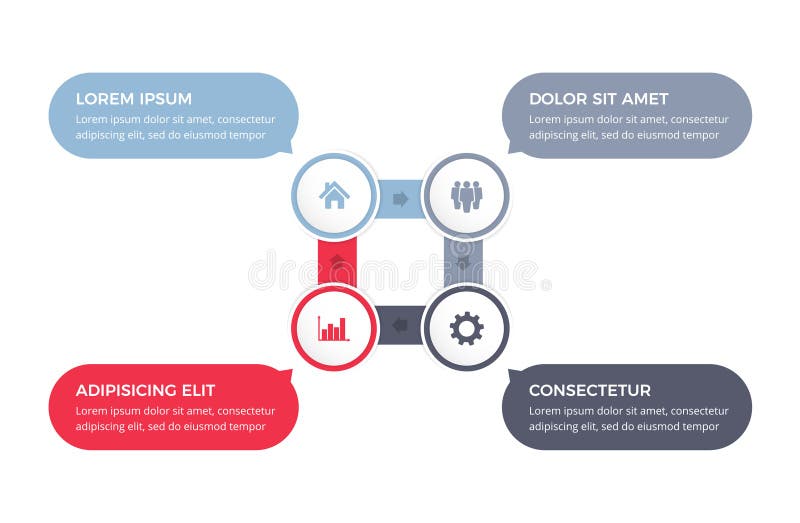 Circle Infographic Template with Four Elements Stock Vector ...