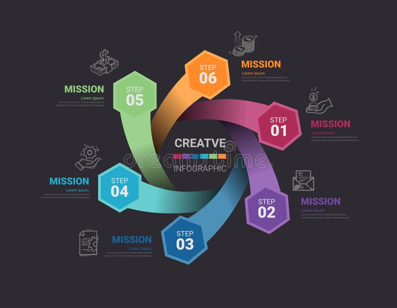 Circle Infographics Elements Design with Numbers 6 Option. Can Be Used ...