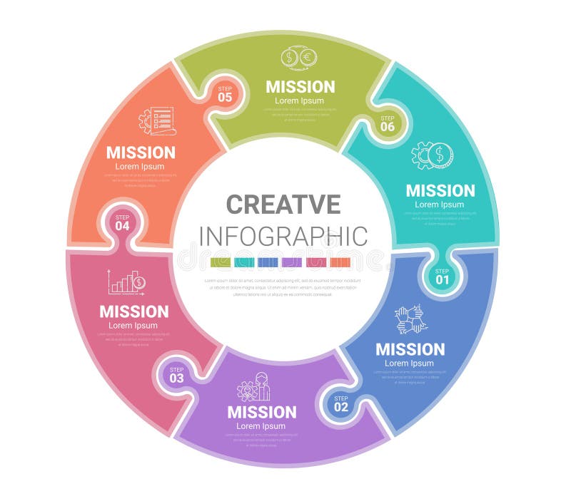 Circle Infographics Elements Design with Numbers 6 Option, 6 Step. Can ...