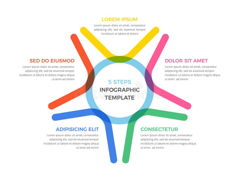 Circle Infographics with Five Elements Stock Vector - Illustration of ...