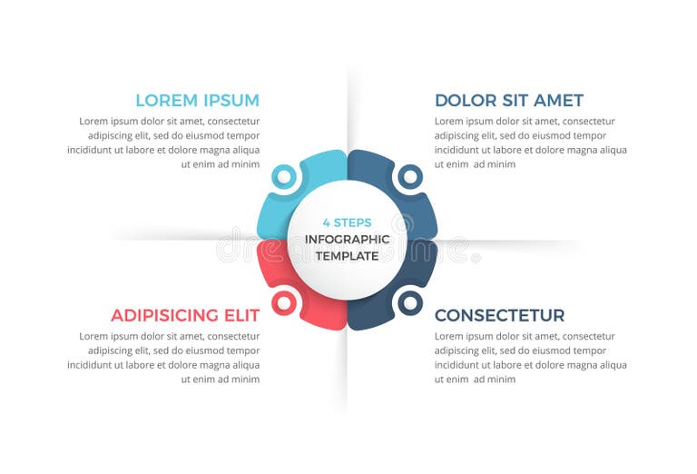 Circle Infographics with Four Elements Stock Vector - Illustration of ...
