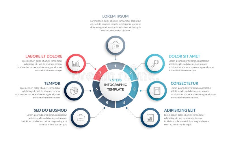 Circle Infographics - Seven Elements Stock Vector - Illustration of ...