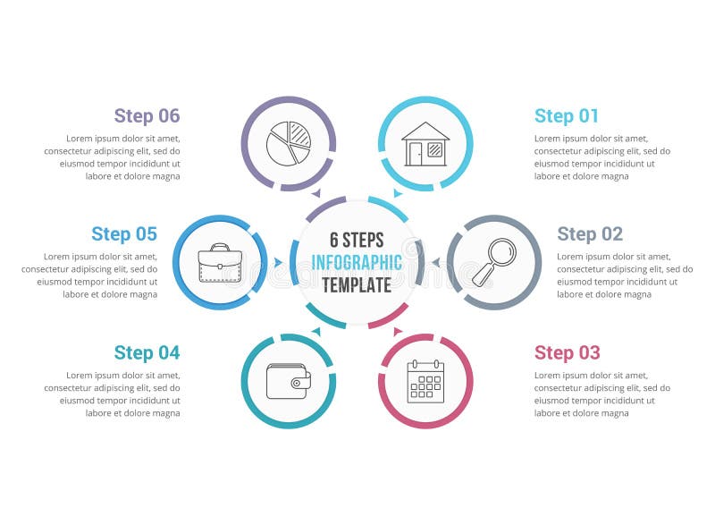 Circle Infographics with Six Elements Stock Vector - Illustration of plan, graphic: 104450978