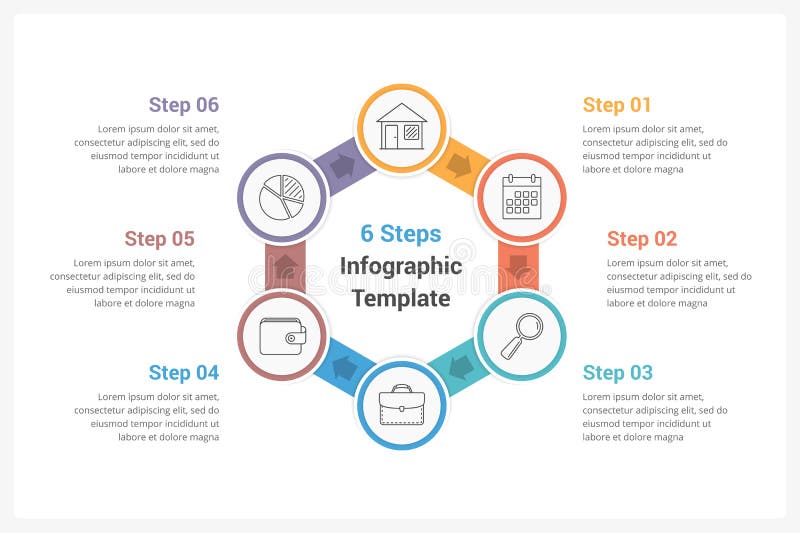 Circle Diagram with Six Elements Stock Vector - Illustration of ...