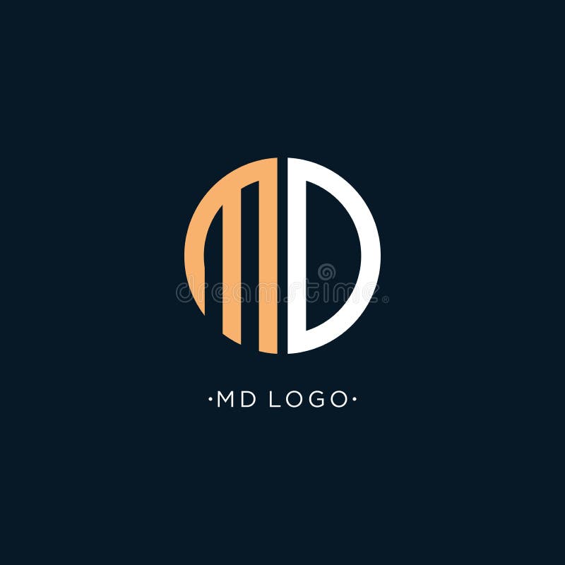 MD Circle Initials Letter Logo Design with Sans Serif Font Vector ...