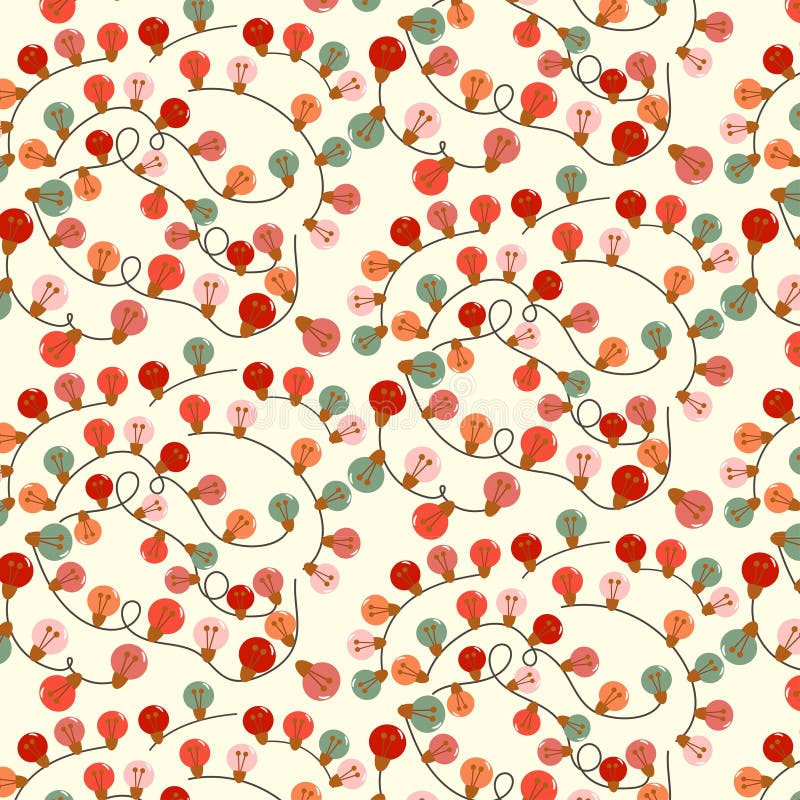 Circle Lamp Christmas Lights String Seamless Pattern Background Vector ...