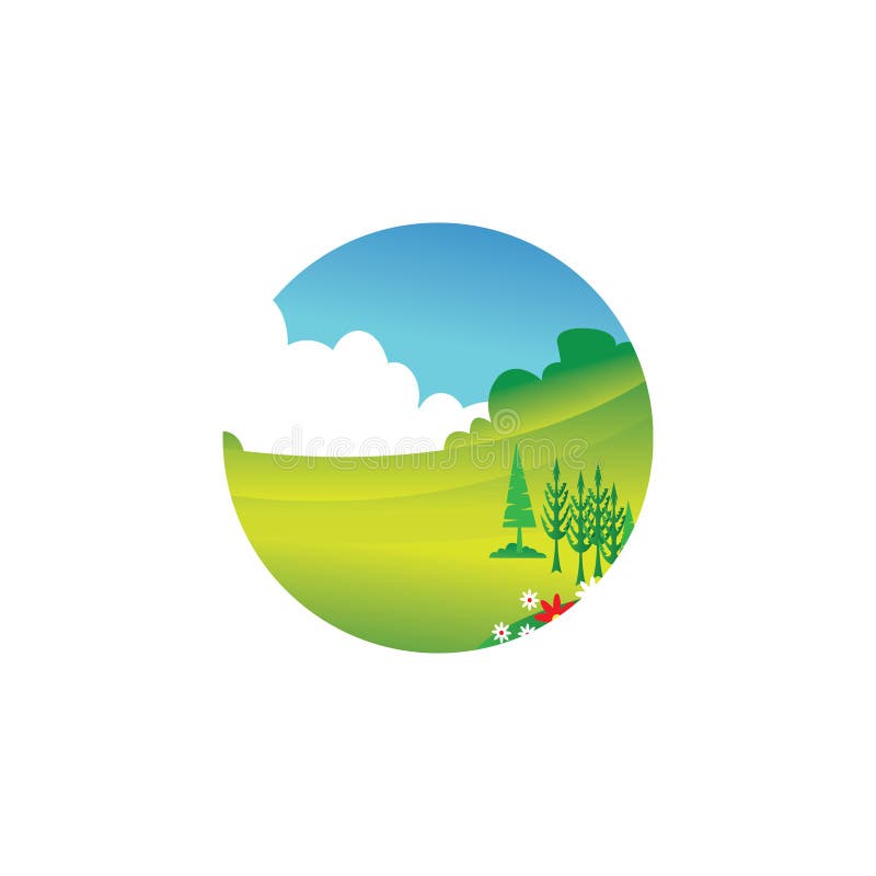 Circle Landscape Mountain Nature Vector Color Illustration Stock Vector ...