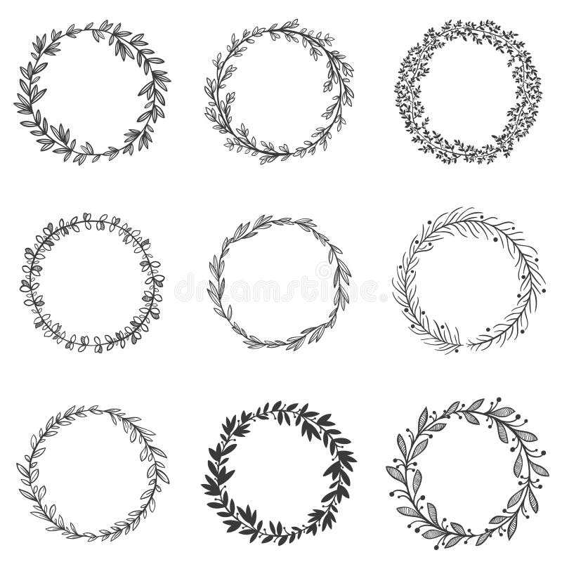 Circle Leaf Frames. Floral Leaves Round Frame, Flower Ornament Circles ...