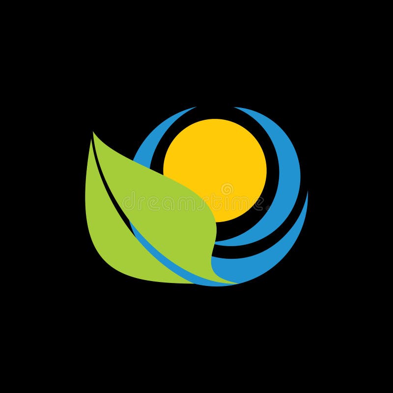 Circle Leaf Waves Sun Design Natural Symbol Vector Stock Vector ...