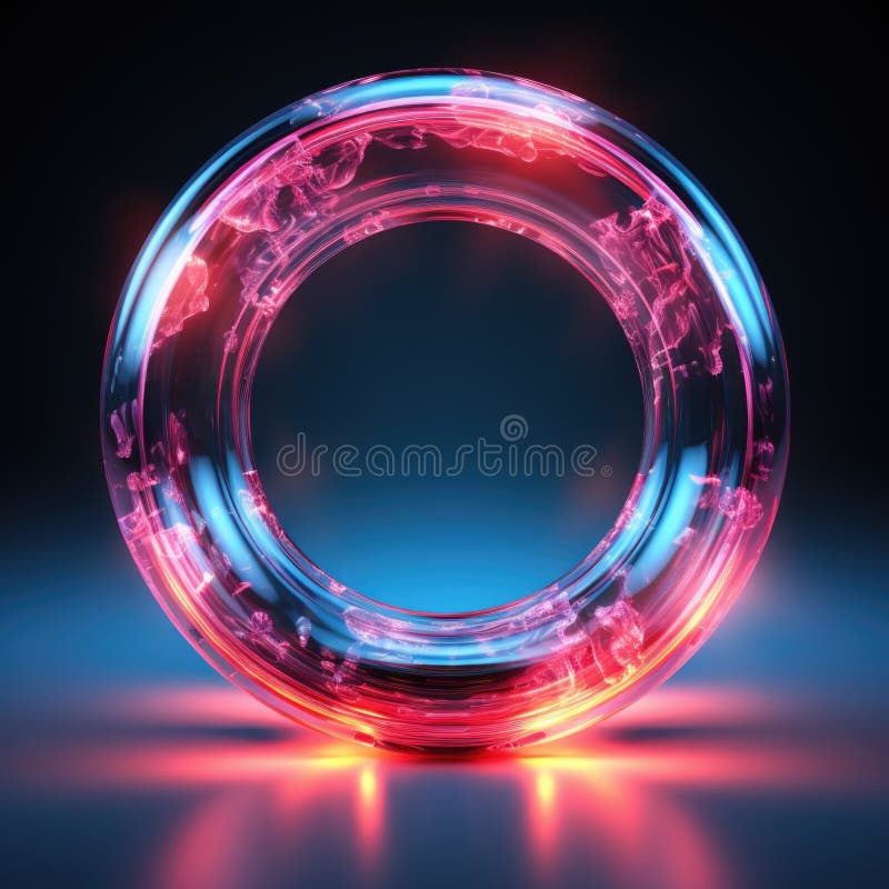 Circle LED Neon light stock illustration. Illustration of people ...