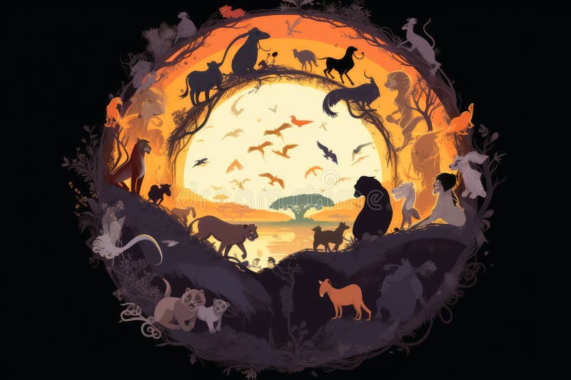 The Circle of Life with Lots of Animals Created with Generative AI ...