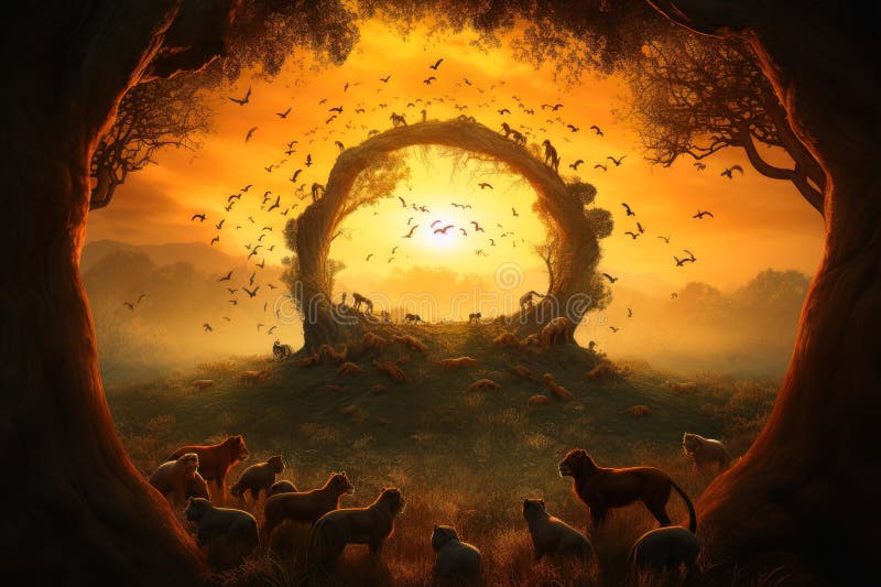 The Circle of Life with Lots of Animals Created with Generative AI ...