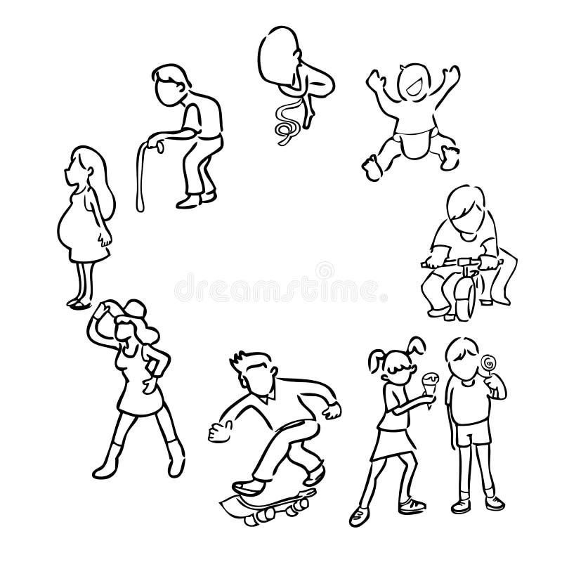 Man and Woman during Different Life Stages Stock Vector - Illustration ...