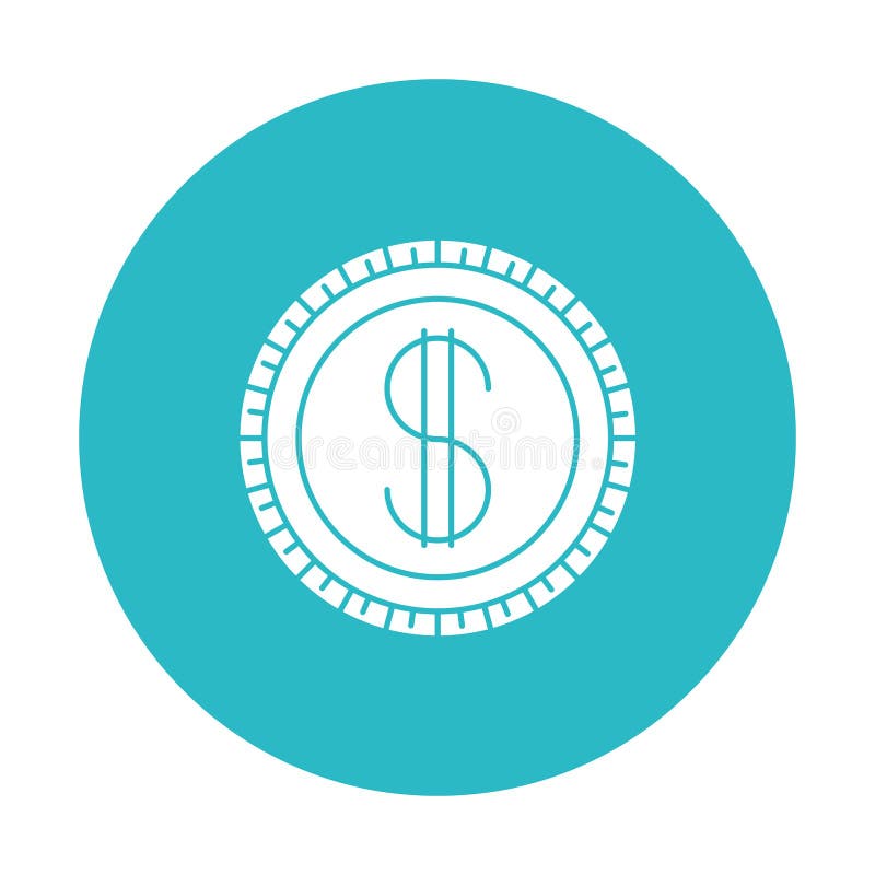 Circle Light Blue with Coin Icon Stock Vector - Illustration of banking ...