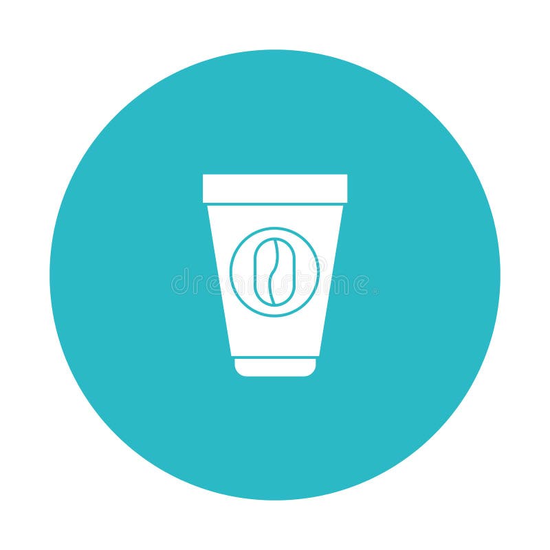 Circle Light Blue with Disposable Cup with Hot Coffee Stock Vector ...