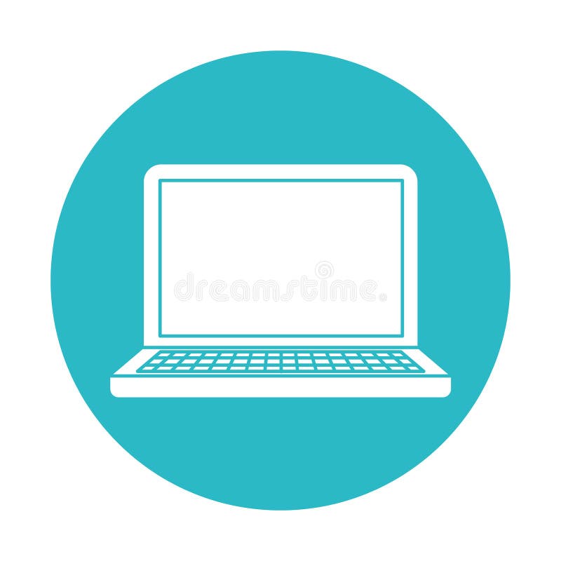 Circle Light Blue with Laptop Computer Stock Vector - Illustration of ...