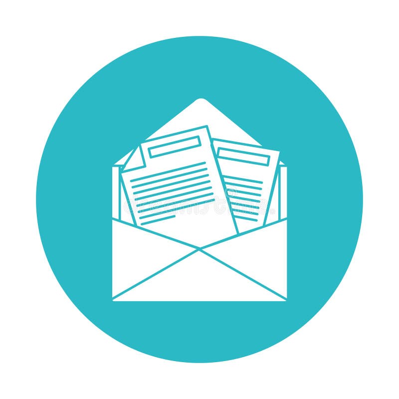 Circle Light Blue with Opened Envelope Mail Stock Vector - Illustration ...