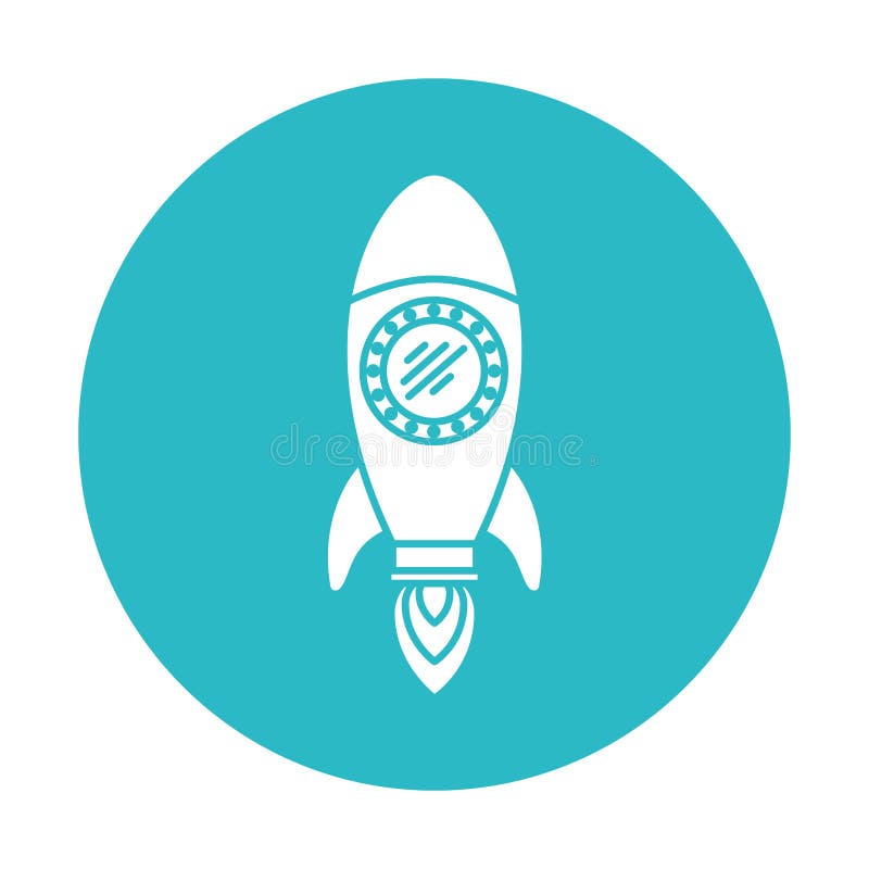 Circle Light Blue with Space Rocket Stock Vector - Illustration of ...
