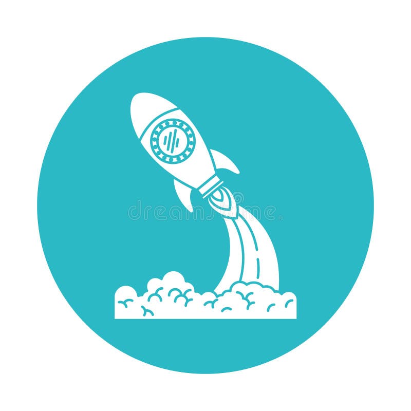 Circle Light Blue with Space Rocket Launch Stock Vector - Illustration ...