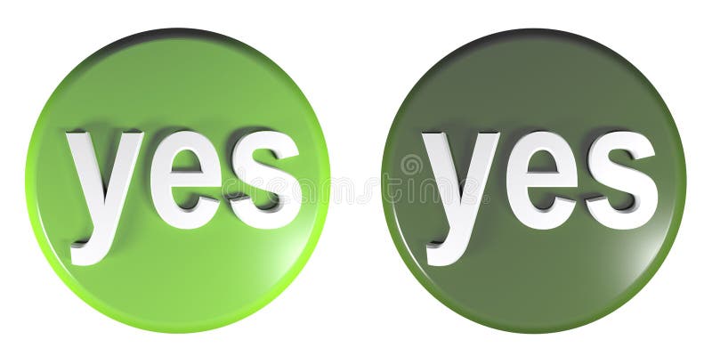 Circle Light and Dark Green Push Buttons YES - 3D Rendering ...