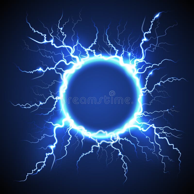 Circle Lightning Realistic Blue Background Stock Vector - Illustration ...