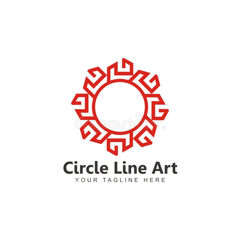 Circle Line Art Vector Design Red Stock Vector - Illustration of frame ...