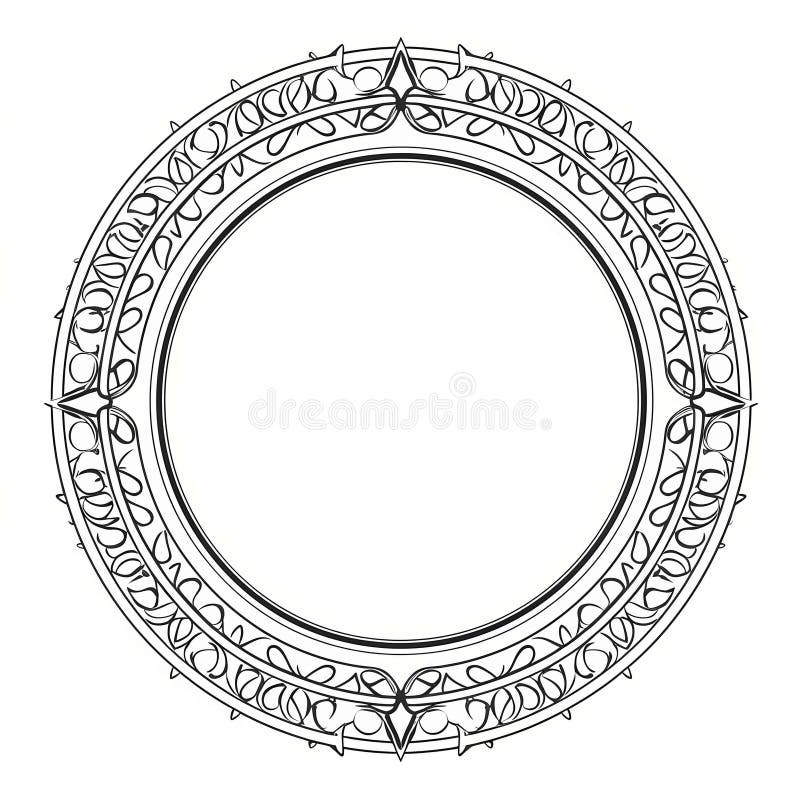 Circle Line Border, Frame with Empty Space, Mandala Pattern, Using Thin ...