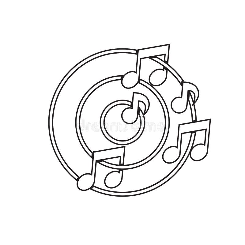Circle Line Icon Music Notes Stock Vector - Illustration of music ...