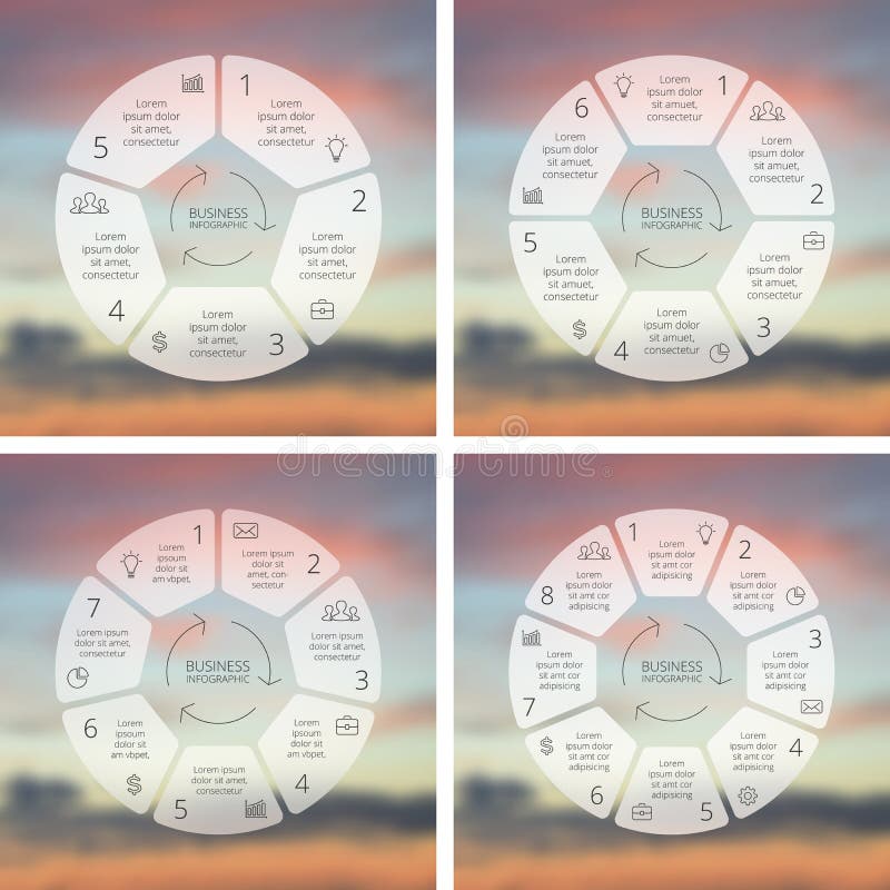 Circle Line Infographics Set. Template for Cycle Stock Vector ...